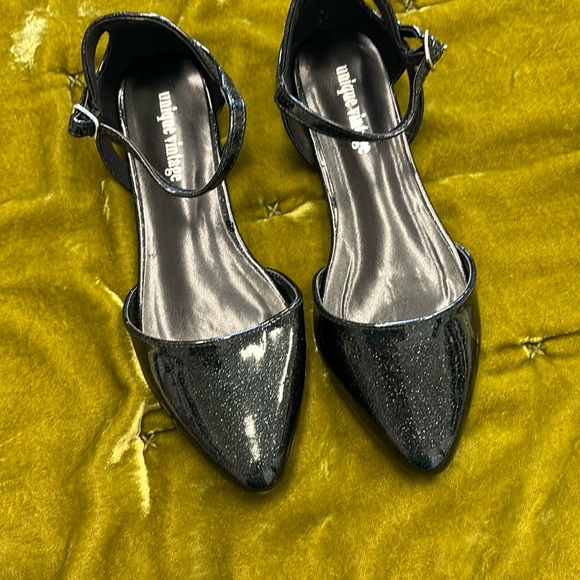 Unique Vintage | Shoes | Unique Vintage Black Sparkle Flats 5 Goth ...